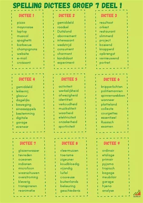 Spelling Dictees Groep 7 Cours Néerlandais Langue Néerlandais