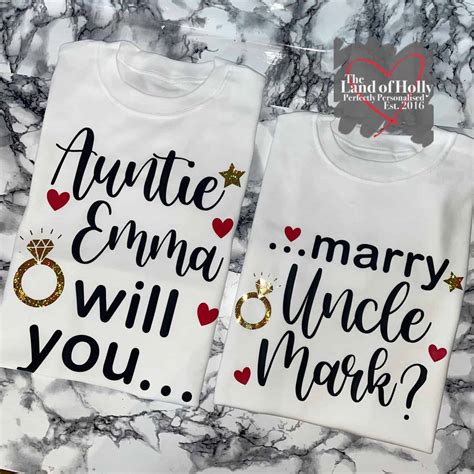Will You Marry My Daddymammyuncleauntie Proposal Personalised T Shirt The Land Of Holly