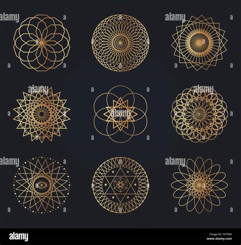 Sacred Geometry Symbols Set Of Vector Design Elements Isolated On