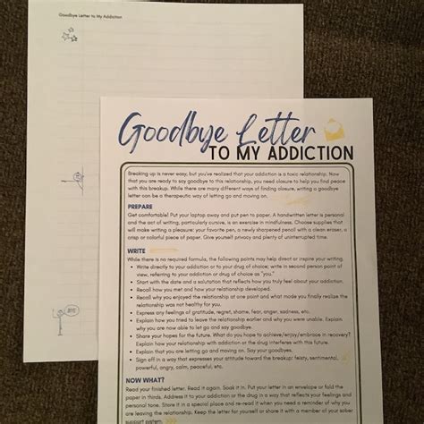 Goodbye Letter To My Addiction Addiction Recovery Worksheet Self