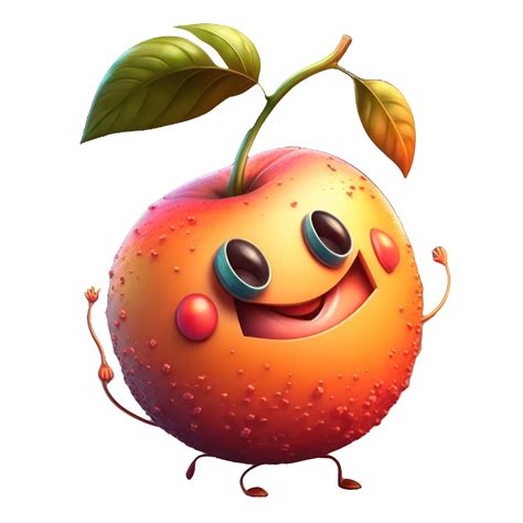 Cute Happy Nectarine Character Ai Generative 22505423 Png