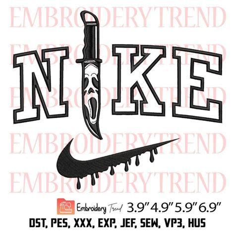 Knife Ghostface X Nike Embroidery Design Halloween Movie Embroidery Digitizing File