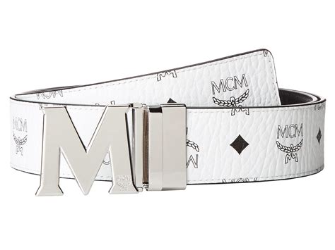 Mcm Claus Reversible Silver Buckle Belt In White Lyst