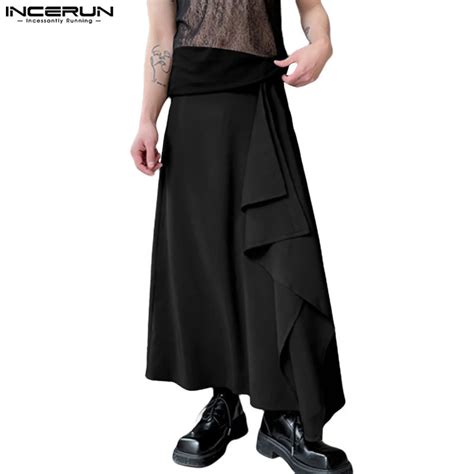 Incerun Men Korean Casual Irregular Hem Loose Solid Color Fashion