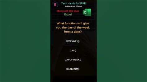 What Function Will Give You The Day Of The Week From A Date Exceltips Exceltricks