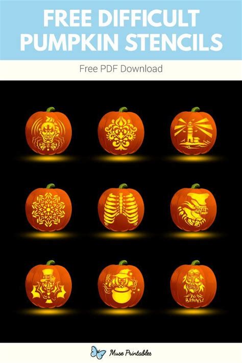Hard Pumpkin Stencils Printable Printable Stencils