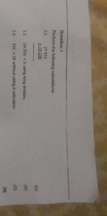 Question 1 Perform The Following Calculations 11 Begin Array R 2