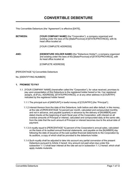 Convertible Note Template