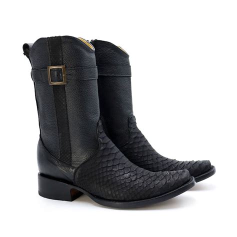 Bota En Piel Original De Pitón Modelo Fénix Nobuck Centaurus Western