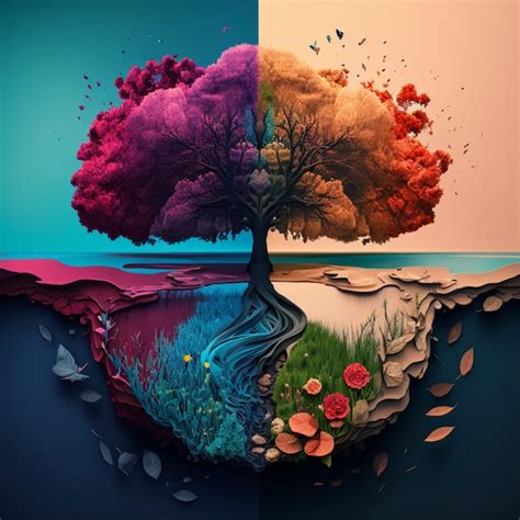 Premium Photo A Collage Of Different Colored Trees With The Words The Tree On The Bottom