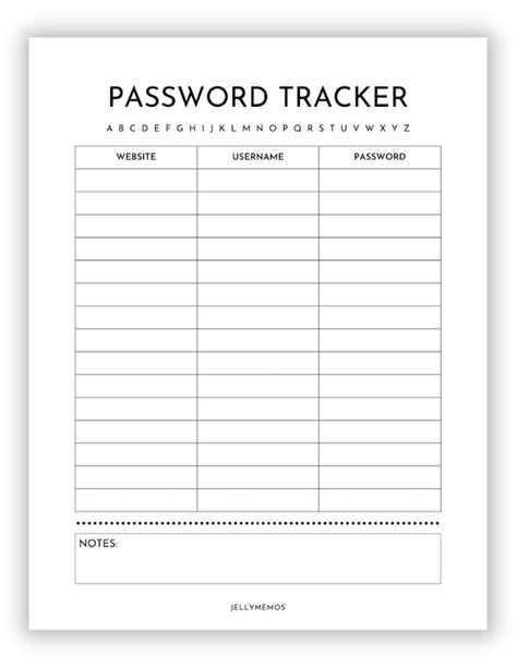 8 Printable Password Log Templates Cute Password Trackers Jellymemos