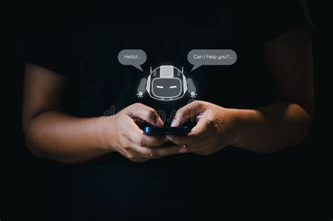 Hand Using Smartphone Chatting With Chatbot Artificial Intelligence Technology Respond Online