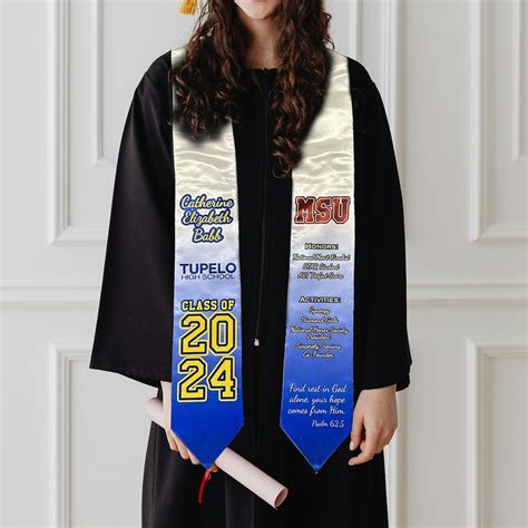 Custom Adult Graduation Stole Your School Colors Your Text Etsy