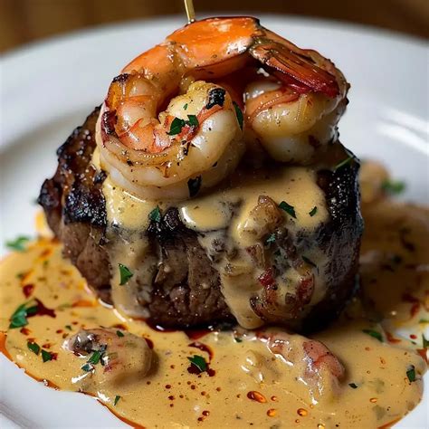 Delicious Filet Mignon With Shrimp And Lobster Cream Sauce Recipe