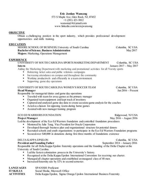 Eric Jordan Wansong Sports Resume Docx