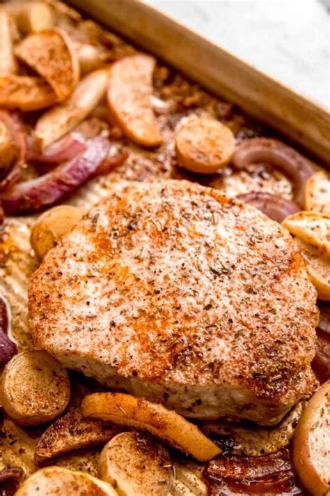 Sheet Pan Pork Chops Dinner With Apples And Potatoes Wholefully