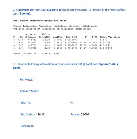 Solved C Quadratics Test Test Your Quadratic Terms Insert