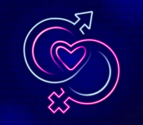Premium Vector Love Light Line Neon With Two Genders Bonded With Each Other
