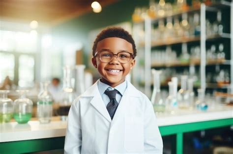 Scientist Classroom Cheerful Smile Premium Ai Generated Image