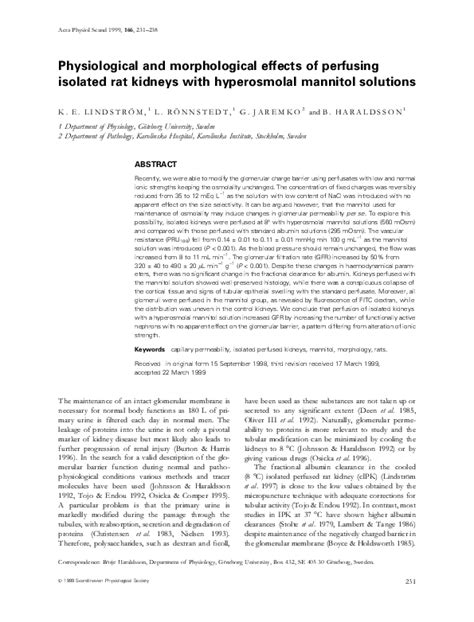 Pdf Physiological And Morphological Effects Of Perfusing Isolated Rat