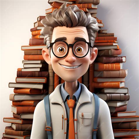 Premium Photo Funny Nerd Man In Glasses And Coat Standing Near Books Education And Knowledge