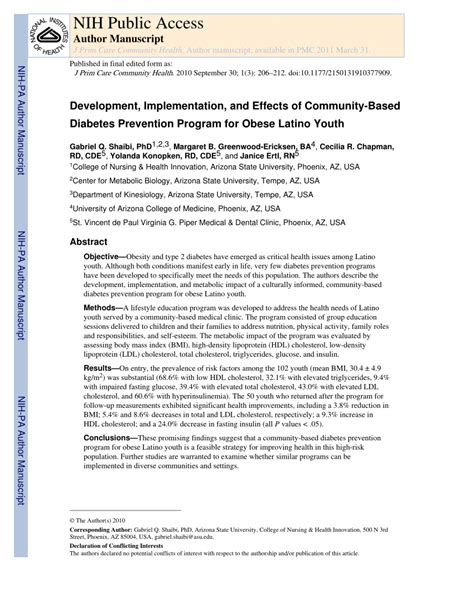 Pdf Development Implementation And Effects Of Community Based Diabetes Prevention Program
