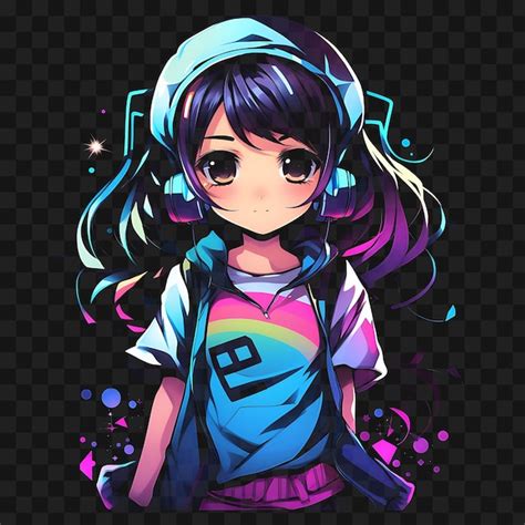 Premium Psd Tshirt Design Of Kawaii Chibi Girl With Side Swept Bangs Casual Street Fashio