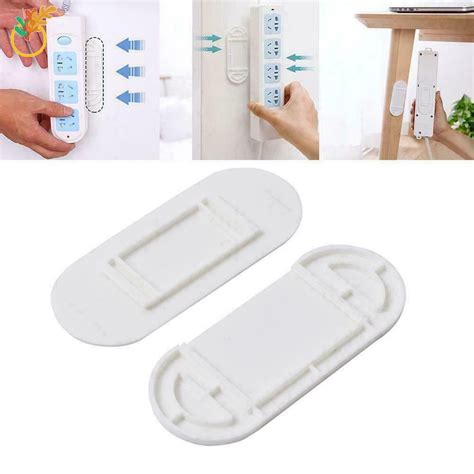 Self Adhesive Wall Plug Holder Power Strip Adapter Fixer Power Strip Desk Wall Mount Holder