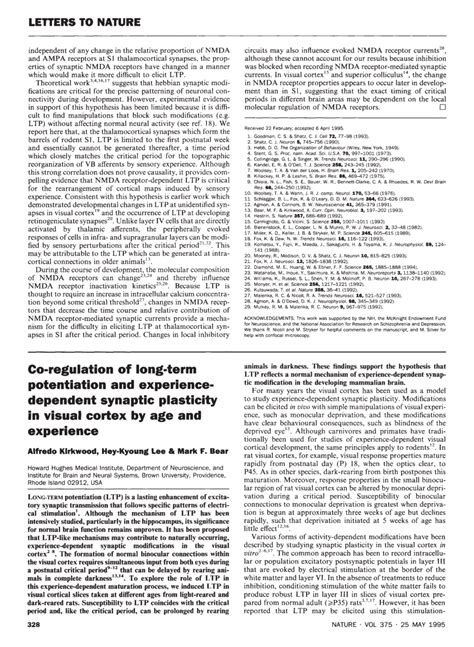 Pdf Co Regulation Of Long Term Potentiation And Experience Dependent