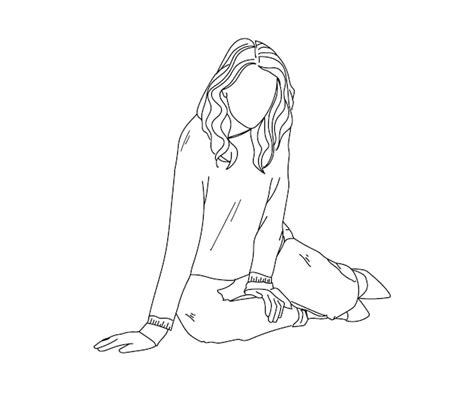 Premium Vector Cute Girl Line Art Drawing