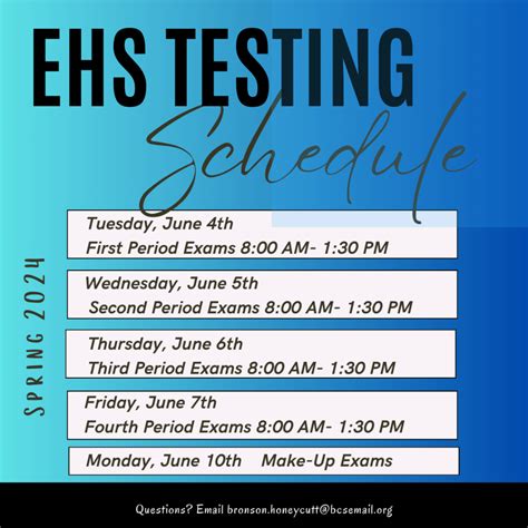 Ehs Testing Schedule Enka High
