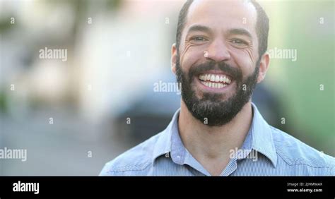 Hispanic Man Real Life Laugh And Smile Authentic Person Smiling And