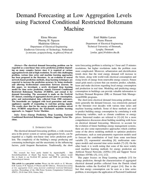 Pdf Demand Forecasting At Low Aggregation Levels Using Factored Conditional Restricted