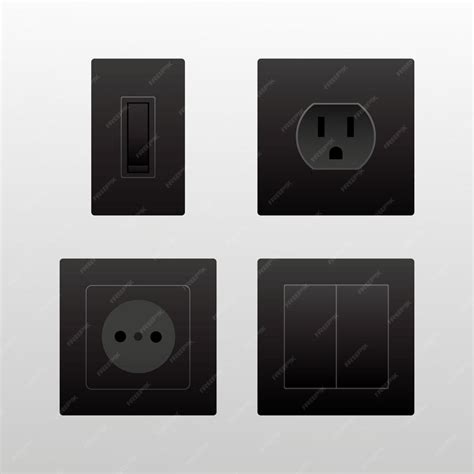 Premium Vector Black Switchs And Sockets Set Wall Switch Power