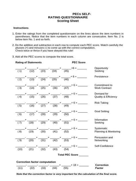 Blank Pecs Scoring Sheet Pdf