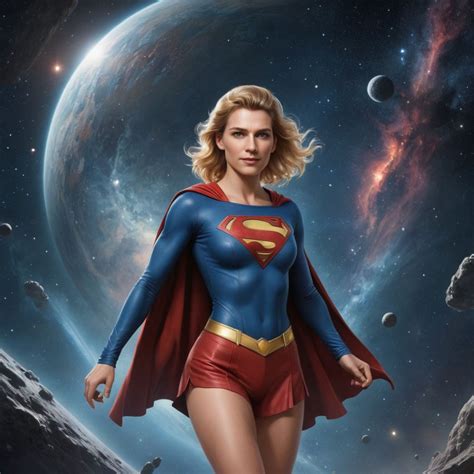 Convert Photo To Realism Color Blonde Supergirl In Space Style Free