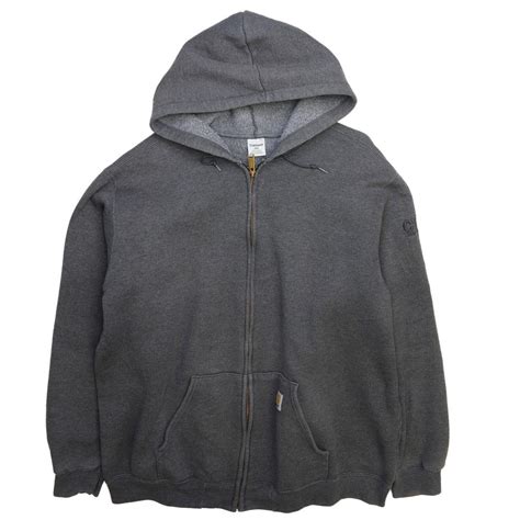 Vintage Carhartt Full Zip Sweatshirt Hoodie Size 2xl Charcoal Gray Etsy