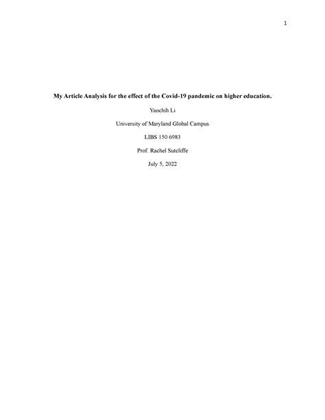 Ylw2 Article Analysis Assignment My Article Analysis For The Effect