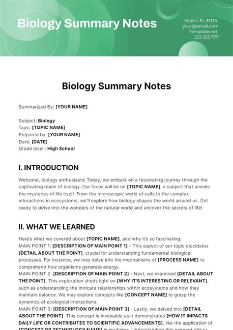 Free Summary Note Templates Editable And Printable
