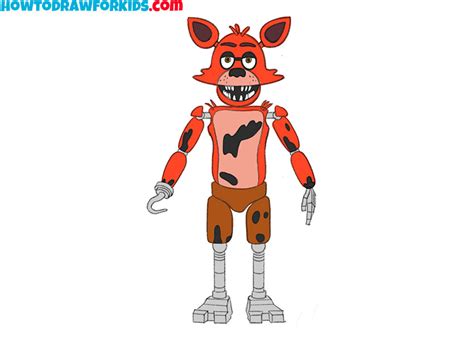 How To Draw Foxy From Five Nights At Freddys Step By Step