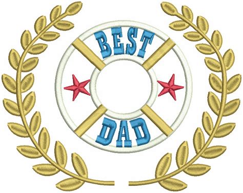 Best Dad With Stars Applique Machine Embroidery Design Digitized Patte