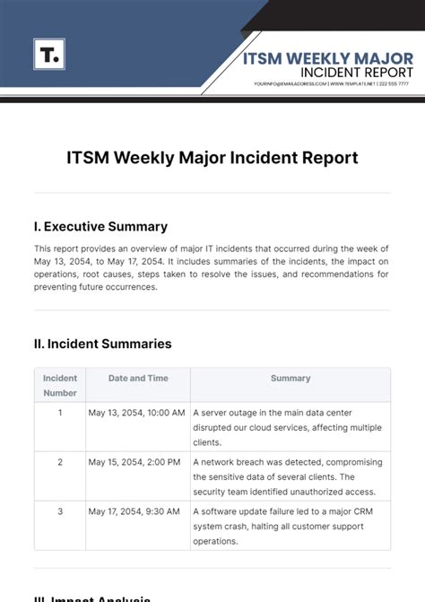 Free Itsm Weekly Major Incident Report Template To Edit Online