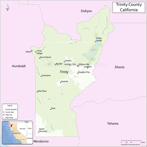 Trinity County Map California Usa Cities And Towns In Trinity