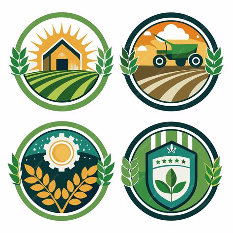 Logos De Agricultura Y Agricultura Sostenibles Con Elementos De La