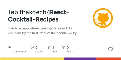 Github Tabithakoechreact Cocktail Recipes This Is An App Where Users Get To Search For