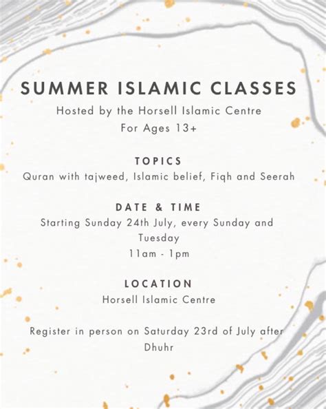Summer Islamic Classes Horsell Islamic Centre
