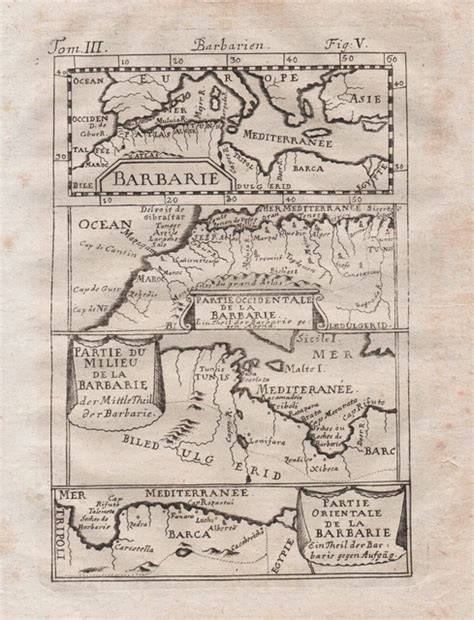 Africa Barbary Coast North Morocco Algeria Trempette Libye Map Carte