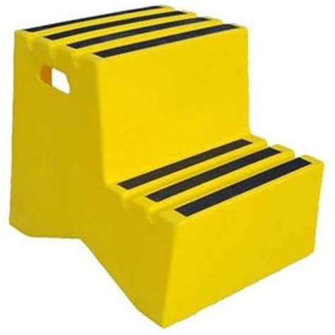 2 Step Plastic Step Stand Yellow 21 X 24 5 X 19 5 In