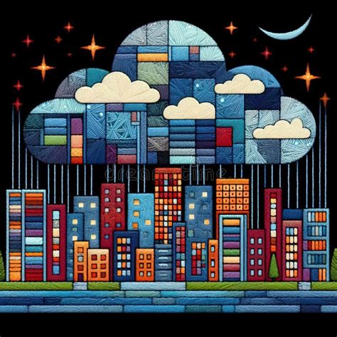 Felt Art Patchwork Cloud Computing Infrastructure Data Centers