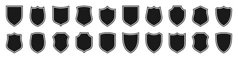 Premium Vector Set Of Various Vintage Shield Icons Black Outlined